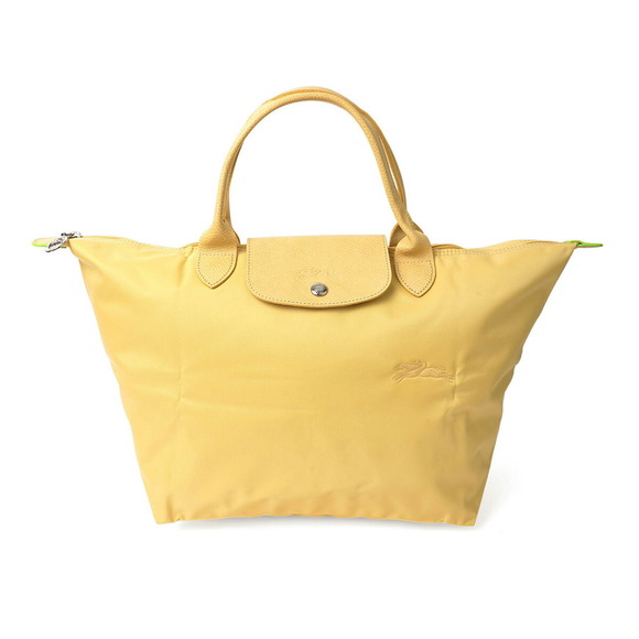 Longchamp | Bags | Longchamp Le Pliage Green Top Handle Bag M Yellow ...